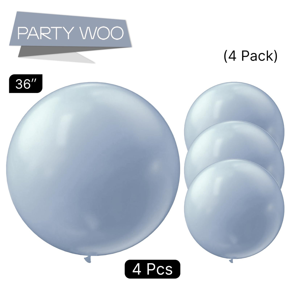 PartyWoo Dusty Blue Balloons 4 pcs 36 Inch Extra Large Big Jumbo Giant