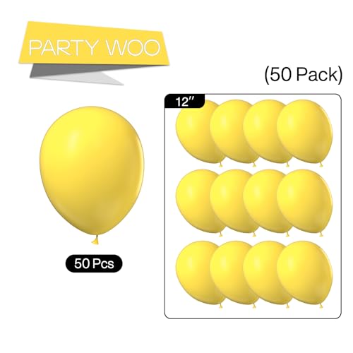 Partywoo Yellow Balloons 50 Pcs 12 Inch Matte Yellow Balloons Yellow